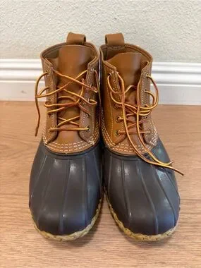 L.L. Bean | Shoes | Llbean Bean Boots Brown Leather Rubber Duck Boots ...